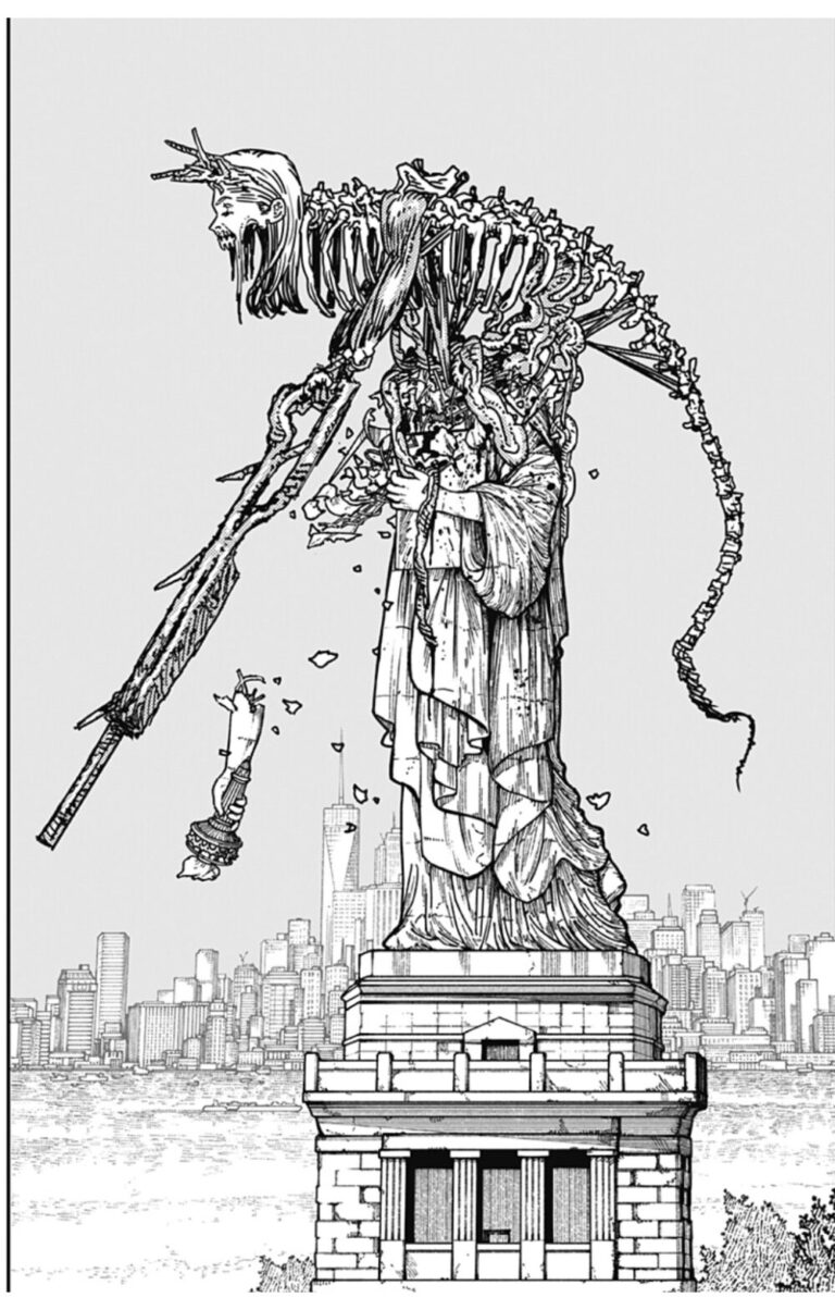 【絵とストーリーの劣化】銃の女神が黒チェンソーマンを貫くが老いの悪魔が救出！【チェンソーマン2部 178話感想】 | めぎしす！